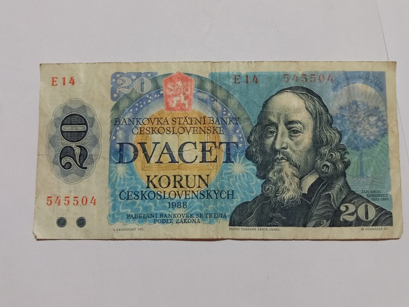 20 korun 1988godina Čehoslovačka