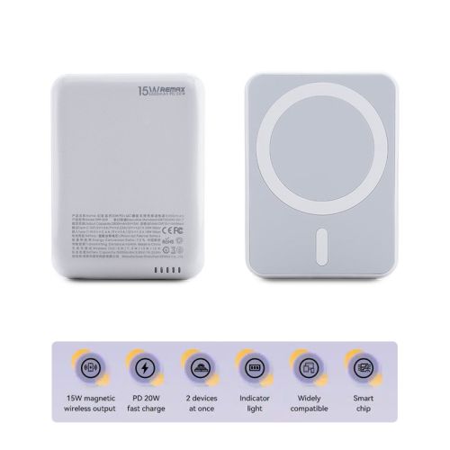 Power bank prenosiva baterija Magsafe Remax RPP-509 Fantasy Series PD 20W + Wireless 15W Fast Charging 5000mAh beli