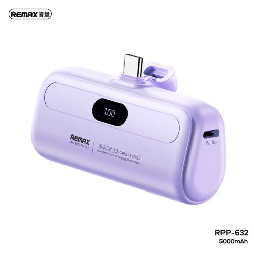 Power bank prenosiva baterija Remax Capsule series RPP-632 2A Type C 5000mAh ljubicasta