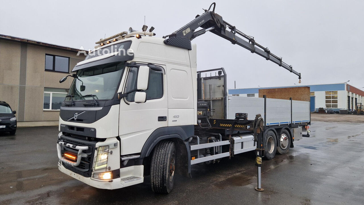 Volvo FM410 6X2*4 hydrodrive HIAB 166 E-5 Hipro kamion s ravnom platformom