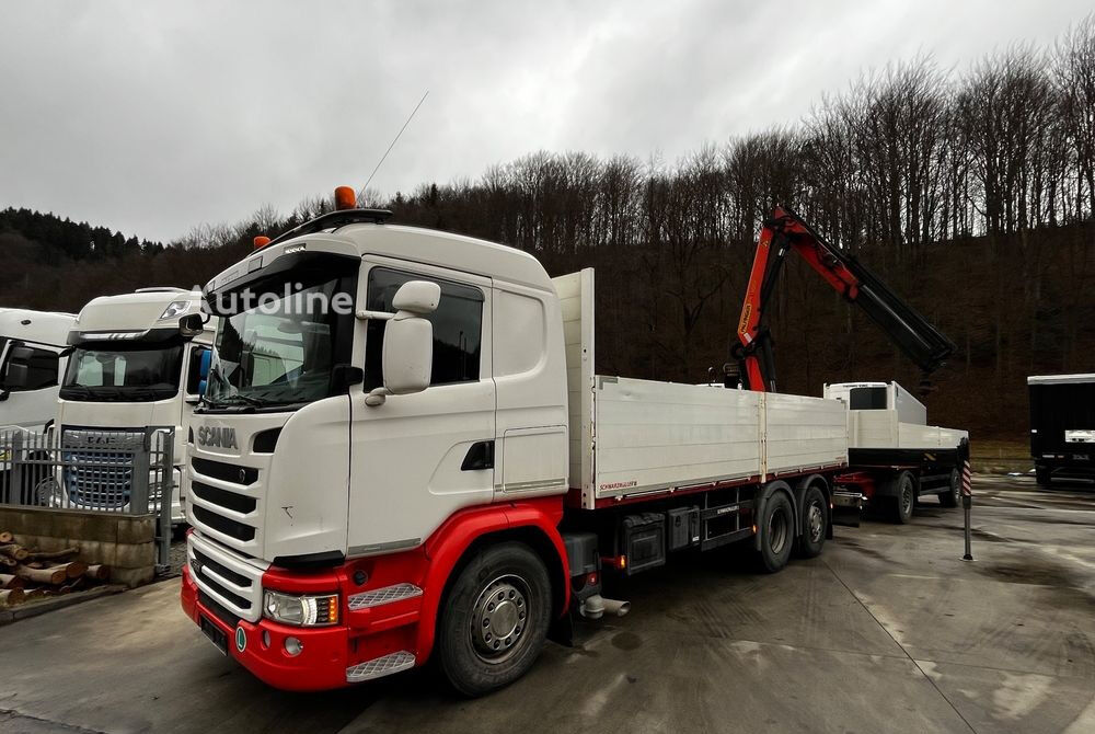 Scania R450 kamion s ravnom platformom + prikolica sa ravnom platformom