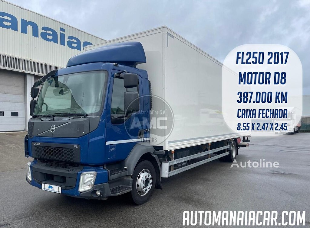 Volvo FL 250 EURO6 4X2 2017 CAIXA FECHADA 8.55 X 2.47 X 2.45 kamion furgon