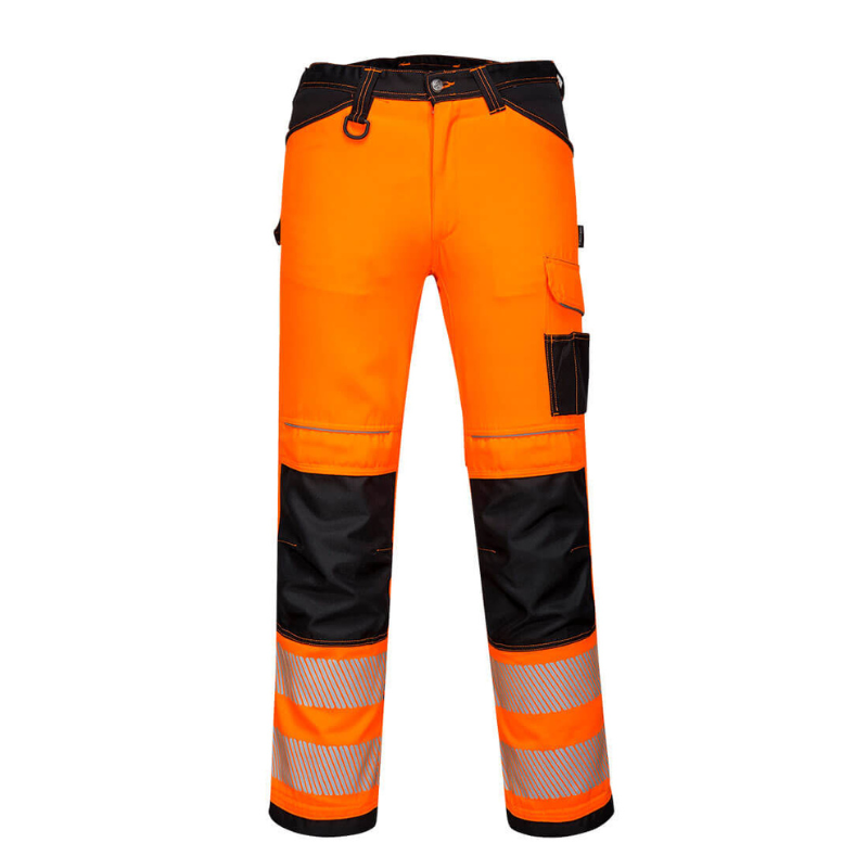 RADNE PANTALONE HI-VIS PW303-PW3 RASTEGLJIVE NARANDŽASTO-CRNE, VEL.56