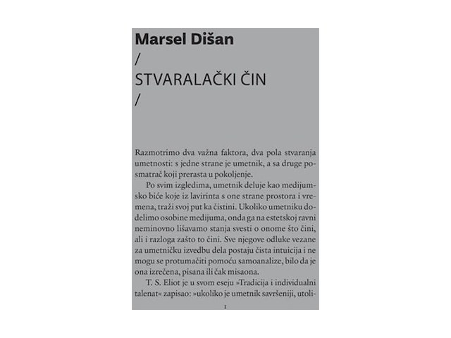 Stvaralački čin - Marsel Dišan