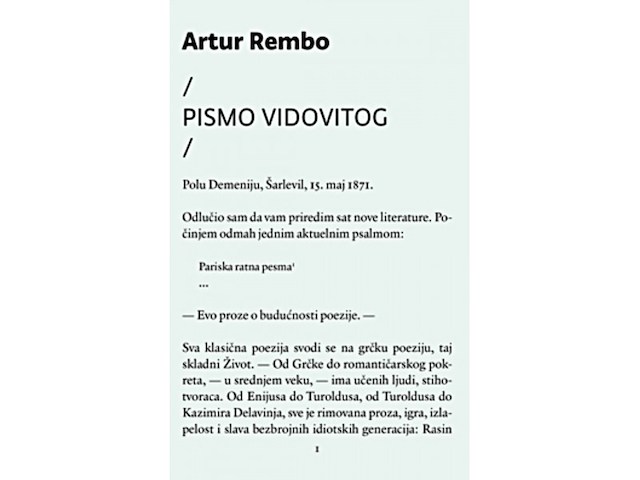 Pismo vidovitog - Artur Rembo