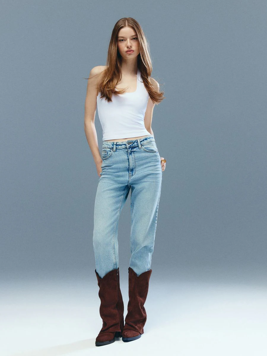 Farmerke mom fit