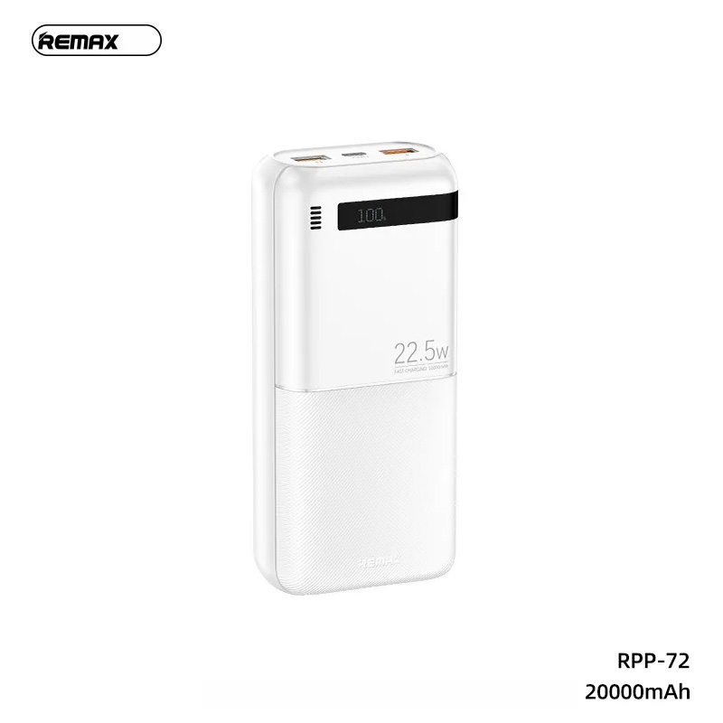 Back Up baterija (univerzalna) prenosiva baterija REMAX Piloteer Series RPP-72 20W+22.5W Fast Charging 20000mAh beli