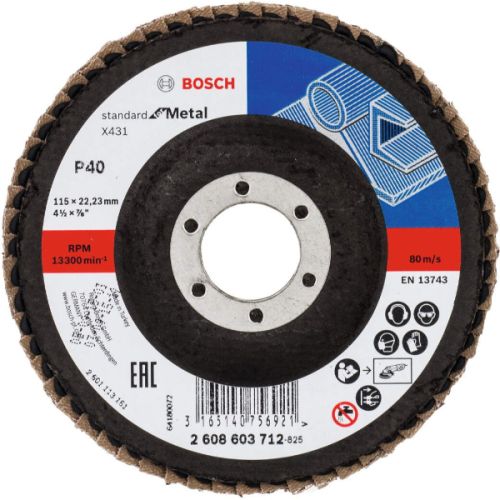 FLAP DISK RAVNI X431 ZA METAL STD. 115MM G40 BOSCH
