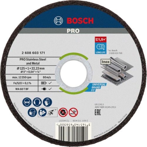 Bosch rezna ravna ploča za inox std 125x1mm 10/1