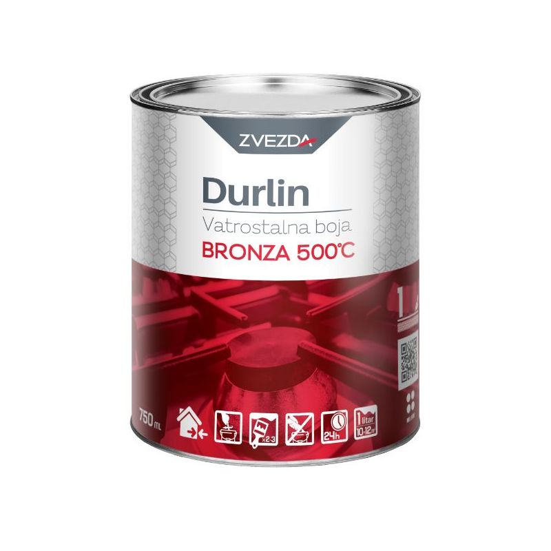 Zvezda Durlin Vatrostalna boja 500 °C srebrna 0,2l