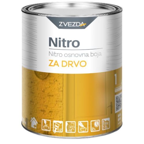 Zvezda Nitro osnovna boja za drvo bela 0,75l
