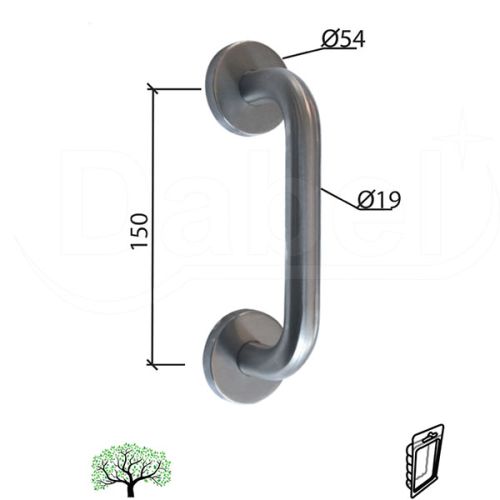 Dabel rukohvat za vrata ru9007 inox x150/54/fi54/fi19 mm