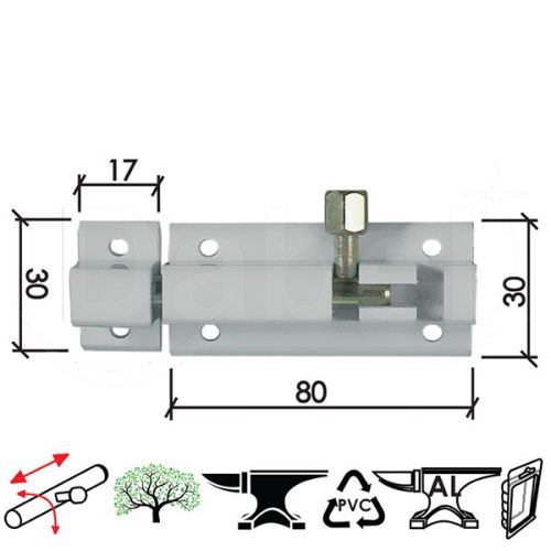 Dabel reza za vrata 500 bela 80x30/17x30 mm dbp1
