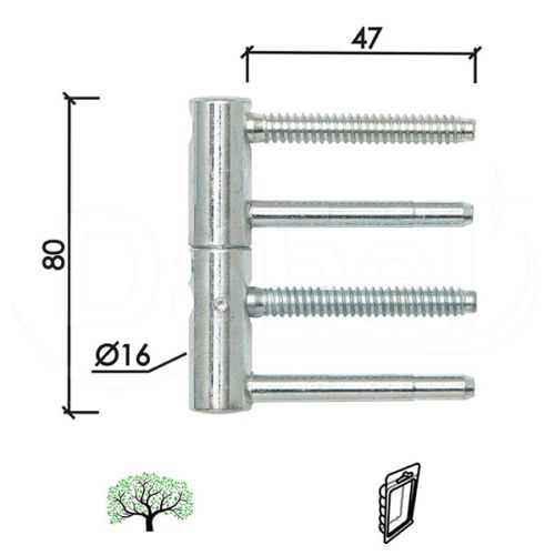 Dabel šarka 3D uvrtna za vrata SP495 ZnB 16mm 100kg DP1