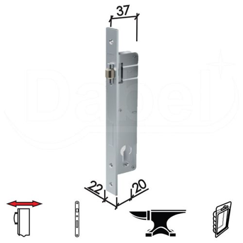 Dabel brava za alu vrata B2031 R Nikl 20/-/22/- sa prihvatnikom DBP1