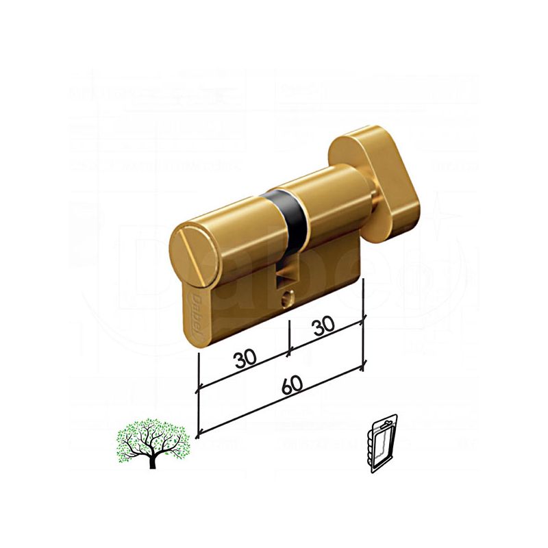 Dabel cilindar za WC vrata CL2036WC Ms 60mm(30-30) WC 6x6mm DBP1