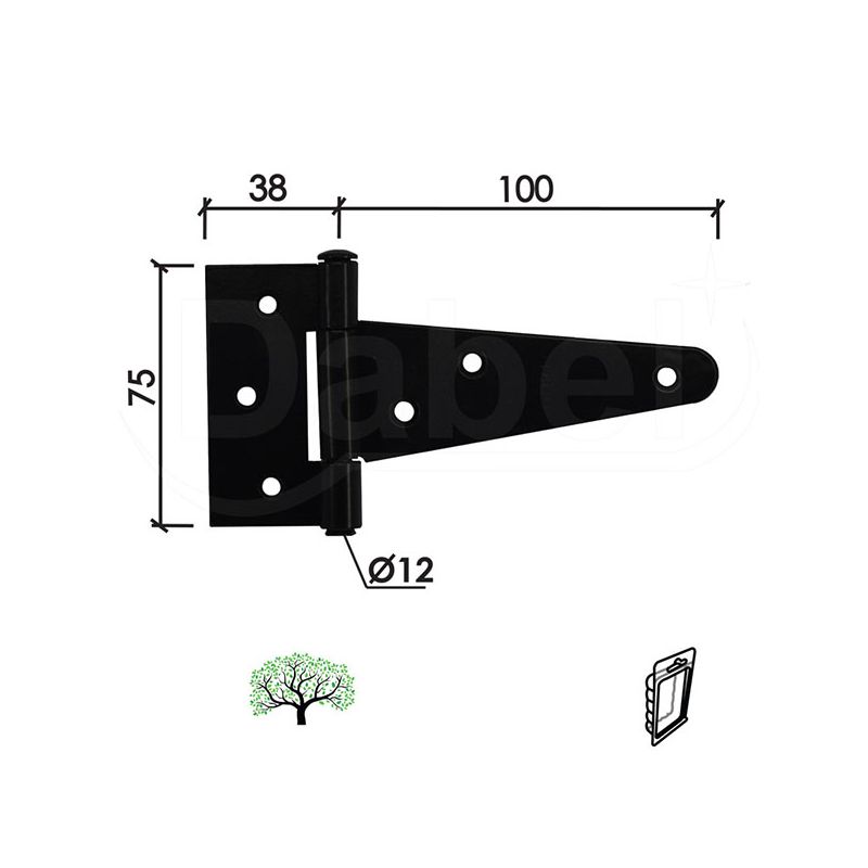 Dabel šarka brodska za vrata SP5 Crna 100x75x38/fi12mm DSP