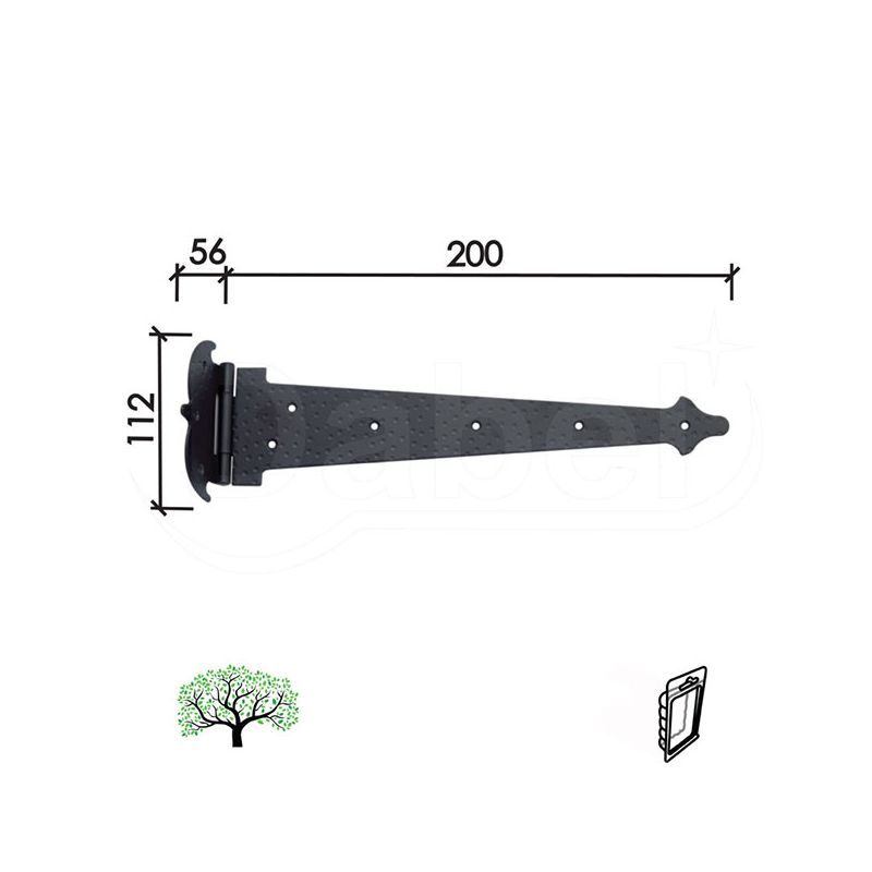 Dabel šarka brodska za vrata sp554 crna x200 mm dsp