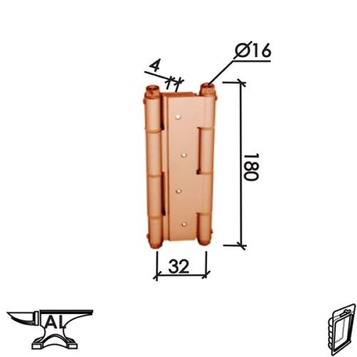 Dabel šarka kaub za vrata sp3035 bz x180x32x4 mm/fi16