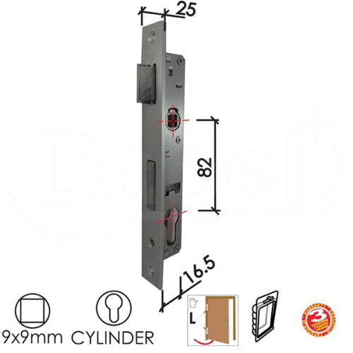 Dabel brava za metalna vrata B2033 C Silver 16.5/82/25/9 Leva DBP1