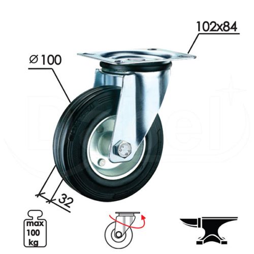 Dabel točak za kontejner rotirajuci T11 ZnB fi x100x32/102x84mm Q