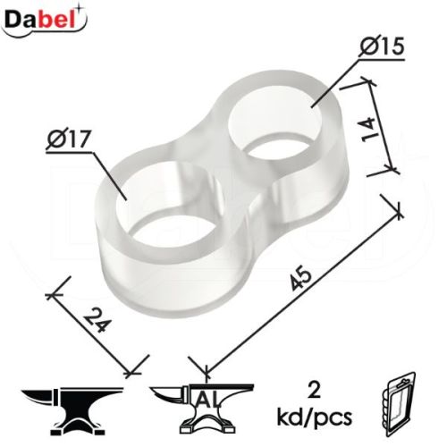 Dabel odbojnik zidni za kvaku OD402 Trans fi15/fi17/14/45/24mm (2kom) DBP1