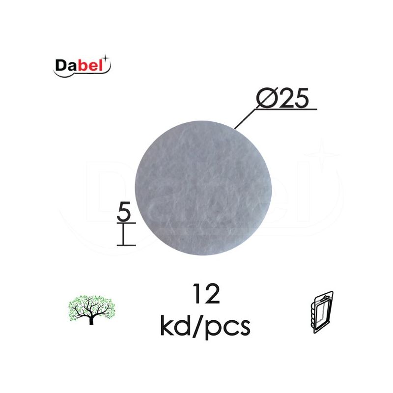 Dabel podloška filc samol. za nameš f02 bel fi25x5 12kom