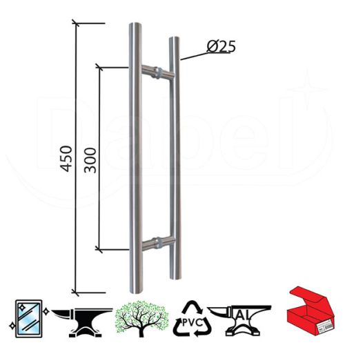 Dabel rukohvat za vrata ru6000 inox x300/25/450 mm q