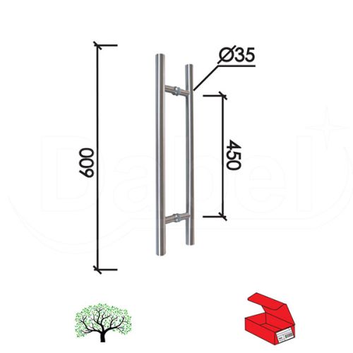 Dabel rukohvat za vrata ru3009 inox x450/35/600 mm q