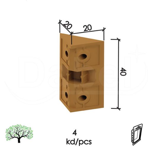 Dabel ugaonik za nameštaj u9000 oker 20x20x40 mm (4kom)