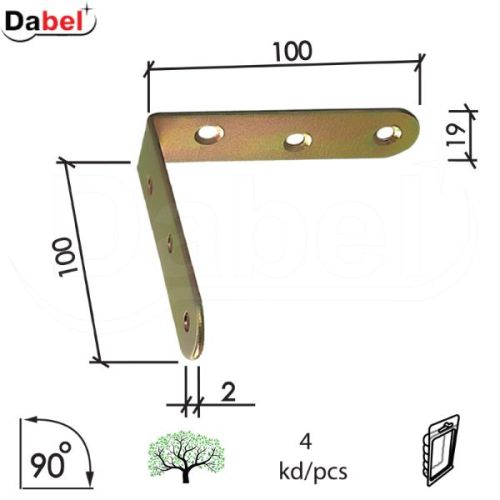 Dabel ugaonik za nameš u4123 znž x100x100x19/2,0 mm 4kom