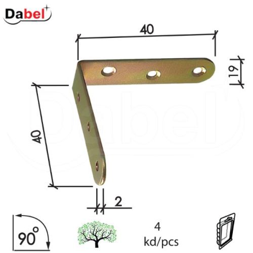 Dabel ugaonik za nameštaj u4123 znž 40x40x19/2,0 mm 4kom