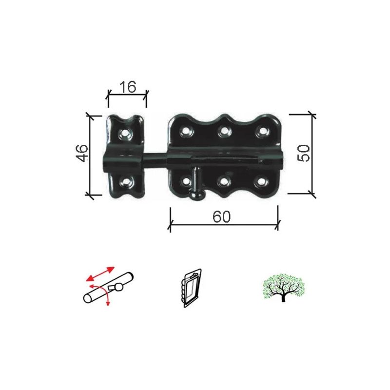 DABEL Reza za vrata 384 Crna 60x50/16x46mm DBP1