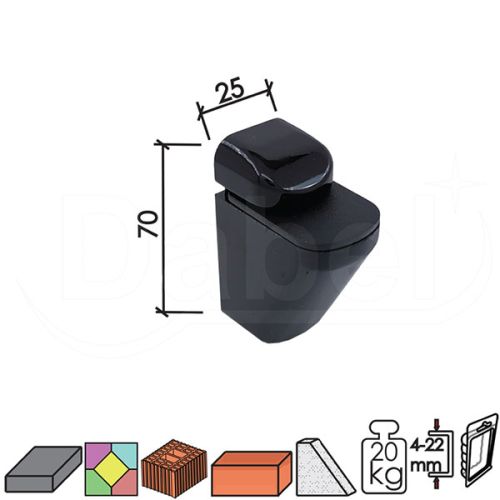 Dabel nosač za stak pol mini crna 4-22 mm (2kom)20kg