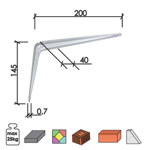 Dabel nosač police konz n1103 bela 150x200/39/0,7 mm q