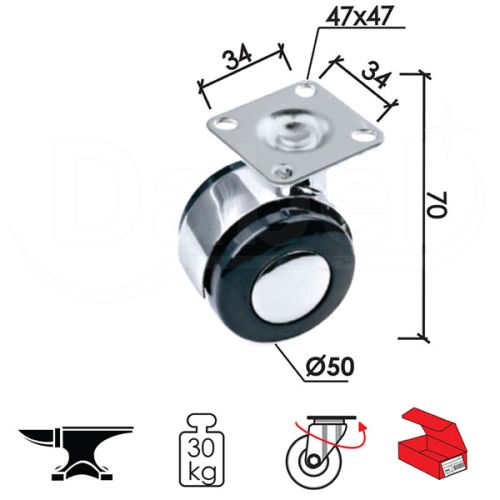 Dabel točkić rotirajući t4112 hr fi50x70/47x47/34x34 mm