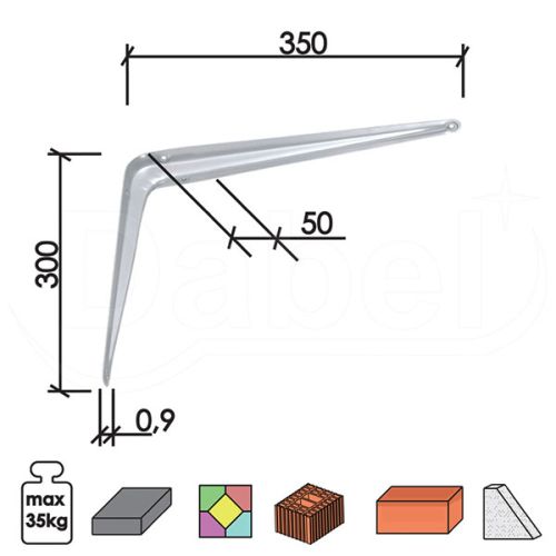 Dabel nosač police konz n1103 bela 300x350/50/0,9 mm q