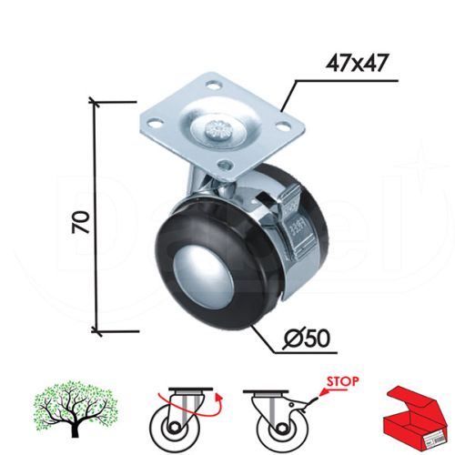 Dabel točkić rotirajući t4111 hr fi 50 mm sa kočnicom