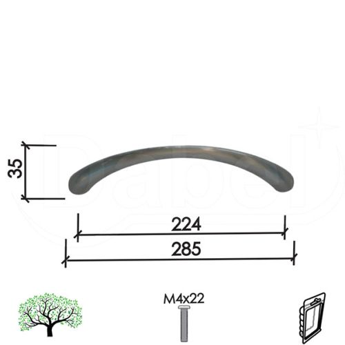 Dabel ručica za nameštaj c40 b-ni x224 mm m4x22 mm dp1