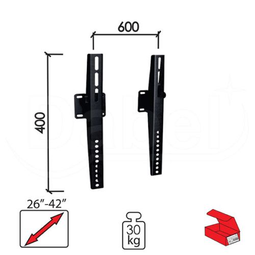 Dabel nosač za tv crna 26-42/400-600x400 mm/30kg/10s