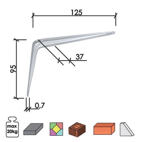 Dabel nosač police konz n1103 bela 100x125/35/0,7 mm q
