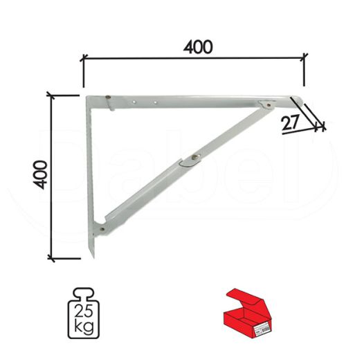 Dabel nosač police preklopni n3 bela 400x400/27 mm 25kg