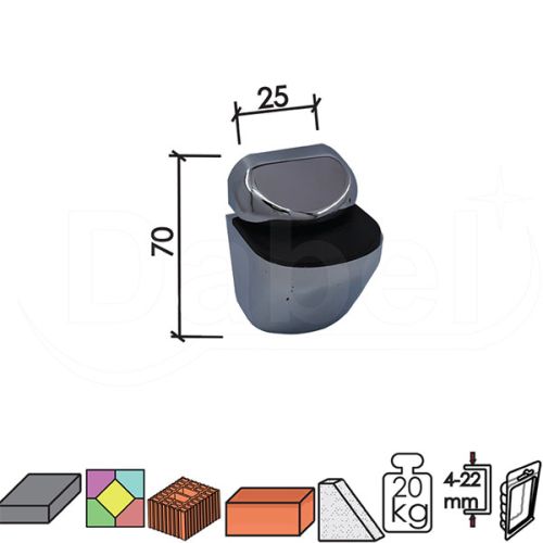 Dabel nosač za stak policu mini 25/70/4-22 mm (2kom) 20kg