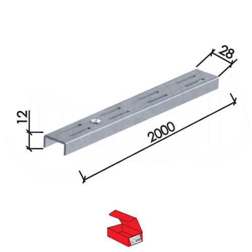 Dabel šina za modul nosače pol m5820 silver 2000/28/12 mm
