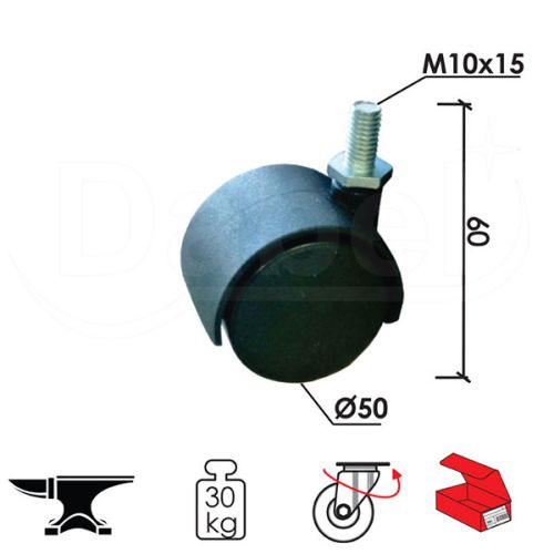 Dabel točkić rot t4103 crna fi50x60/m10x15 mm