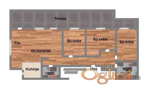 Troiposoban stan u izgradnji, Adice, 125m2