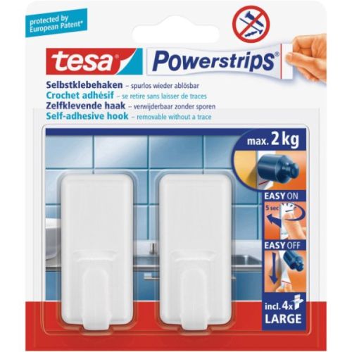 Tesa vešalica powerstrips klasik Bela 2kom