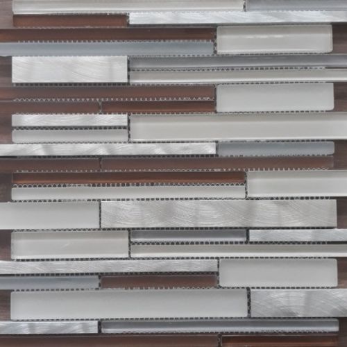 Stakleni mozaik srebrno beli pravougaoni 300x300x8mm