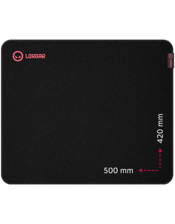 Lorgar Main 325, Gaming mouse pad, Precise control surface, Red anti-slip rubber...