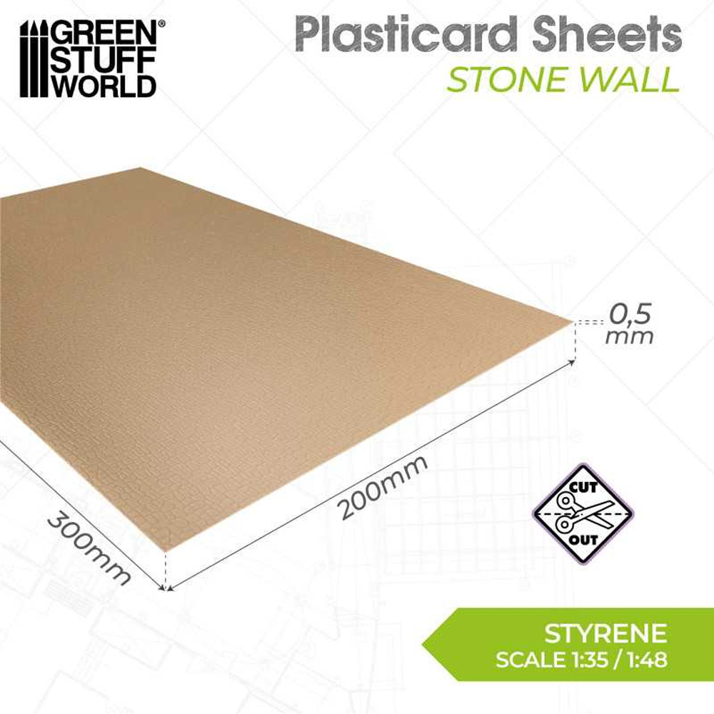 Styrene Plasticard Sheet - Stone Wall